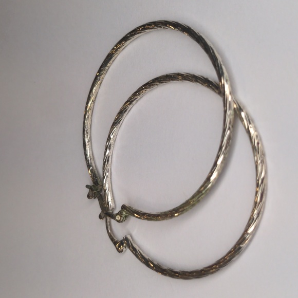 Vintage | Jewelry | Vintage Large Disco Hoop Earrings Silver Tone ...